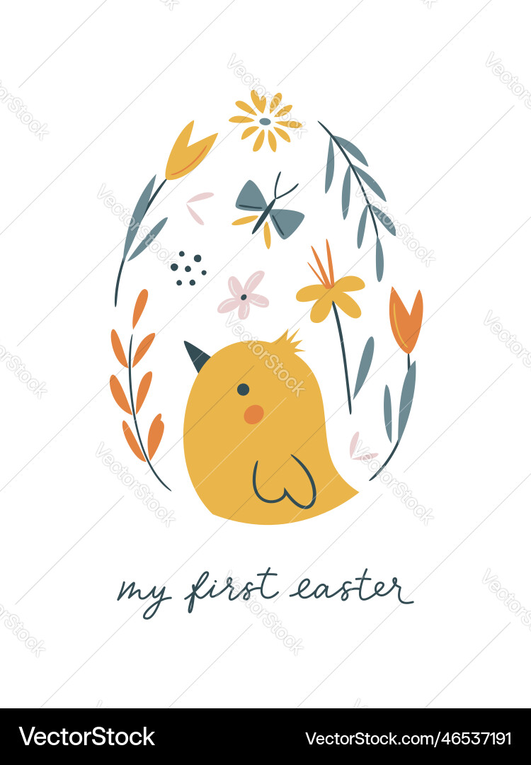 Happy easter card hand-drawn design of spring Vector Image