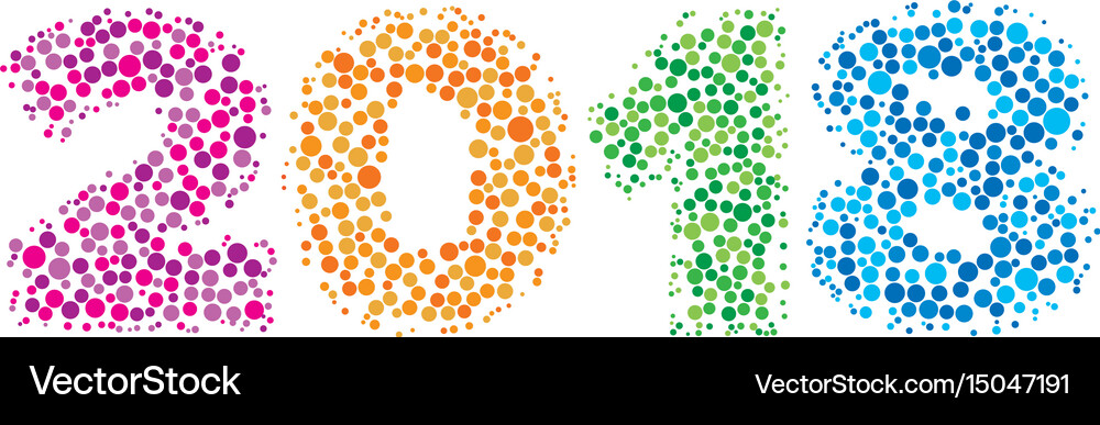 Happy new year 2018 concept - number from dots Vector Image