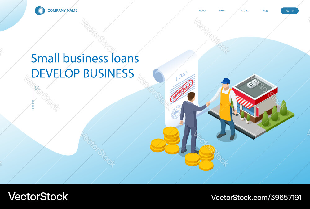 Isometric small business loan form financial Vector Image