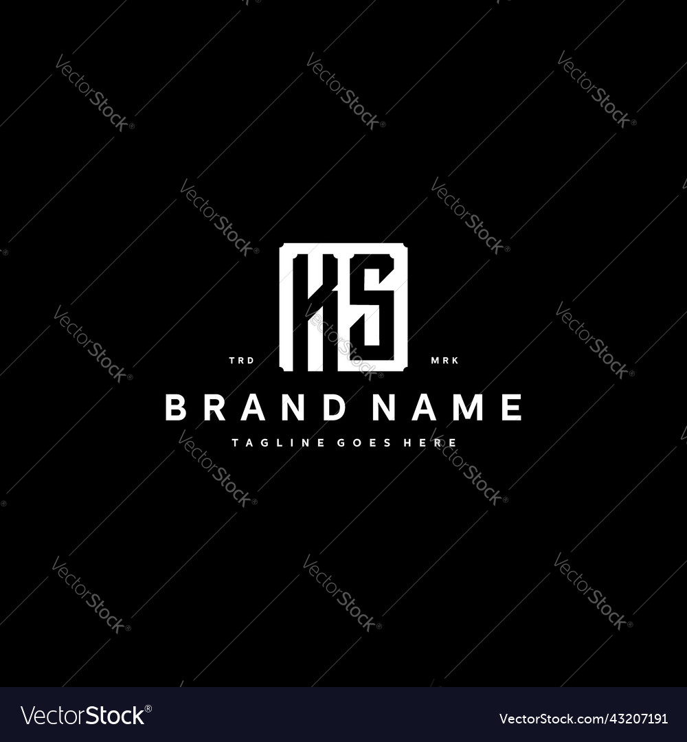 Ks monogram logo design with square rectangular Vector Image