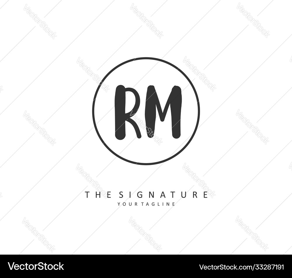 R m rm initial letter handwriting and signature Vector Image