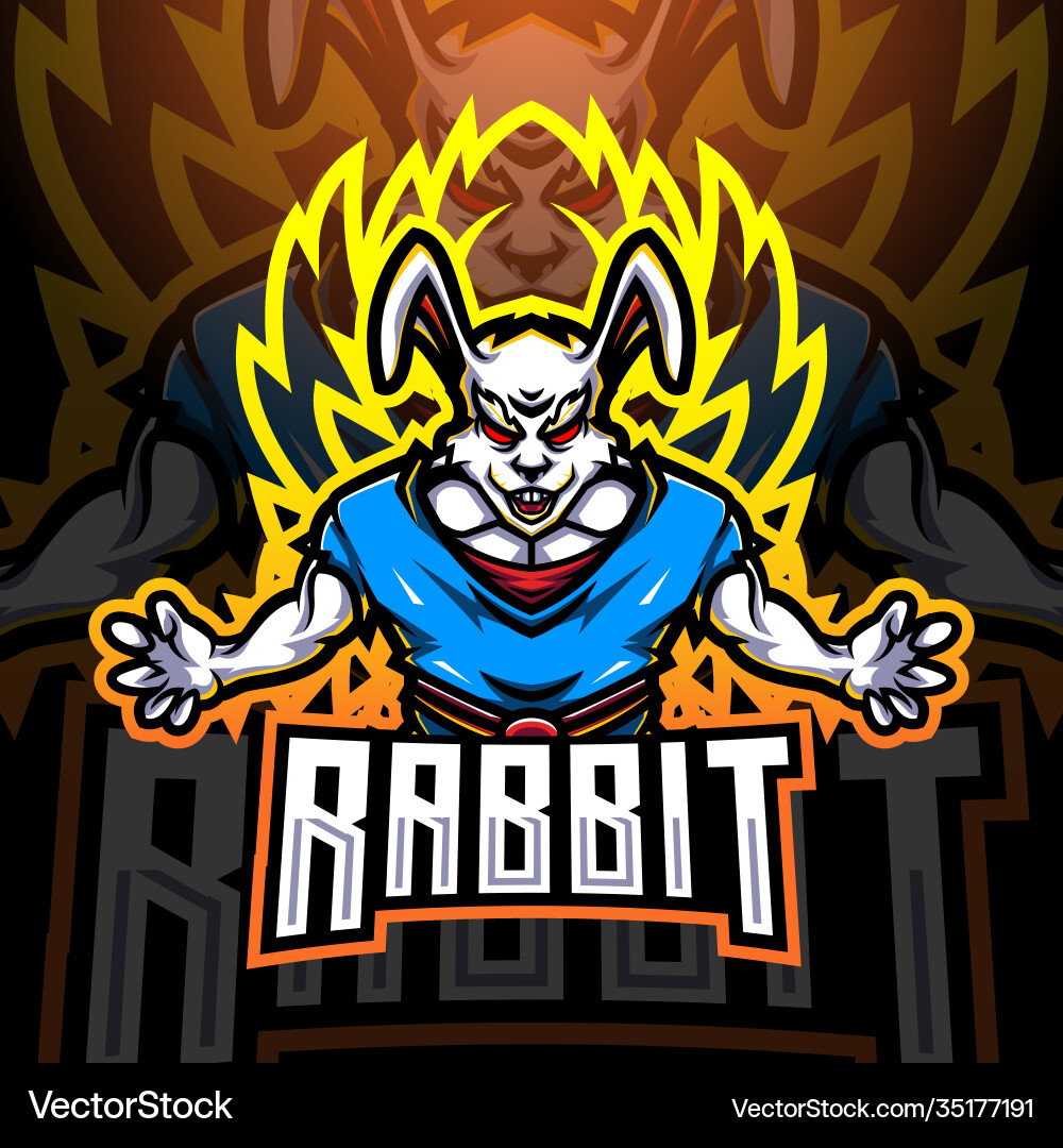 Rabbit super esport mascot logo design Royalty Free Vector