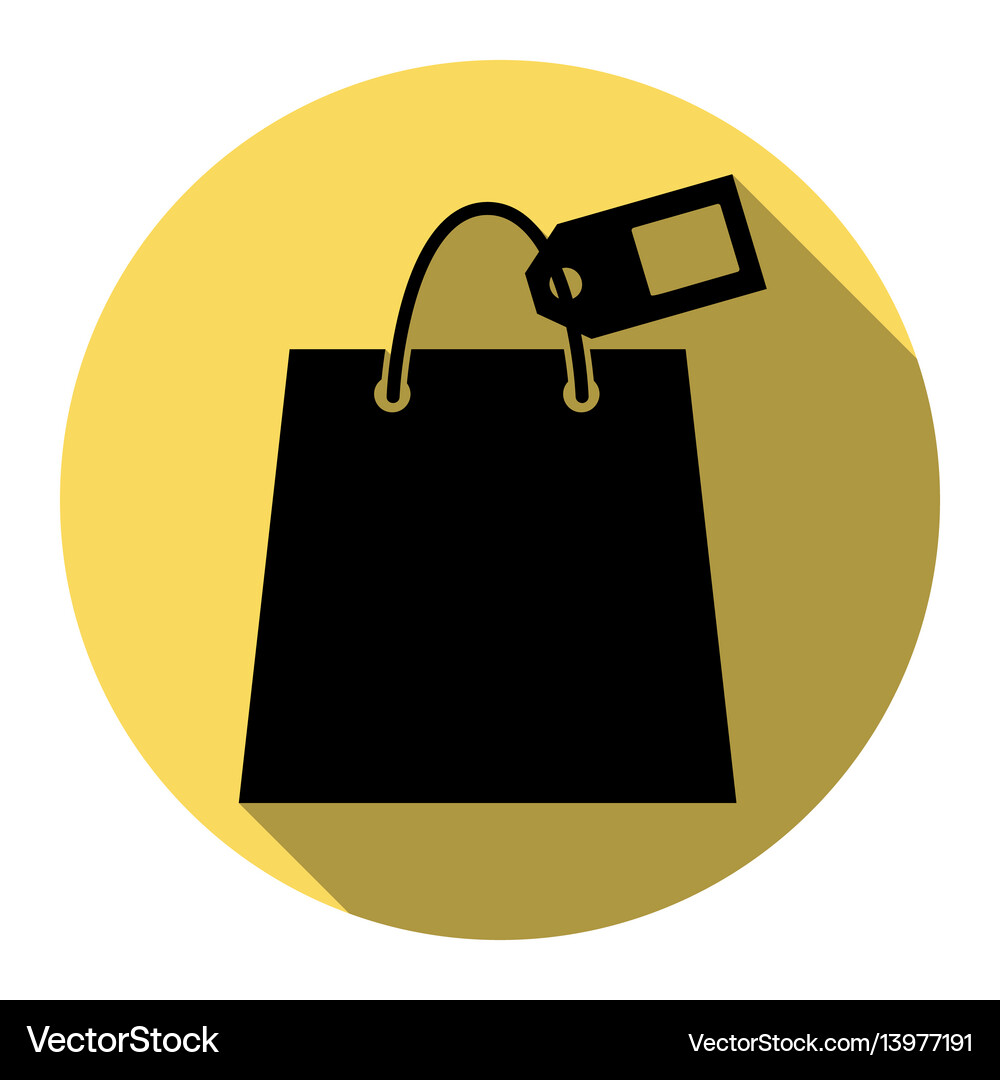 Shopping bag sign with tag flat black Royalty Free Vector