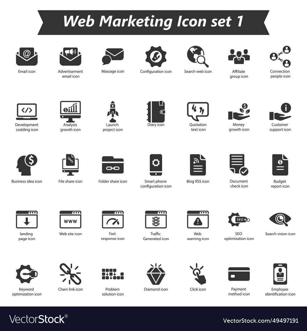 Web marketing icon set 1 Royalty Free Vector Image