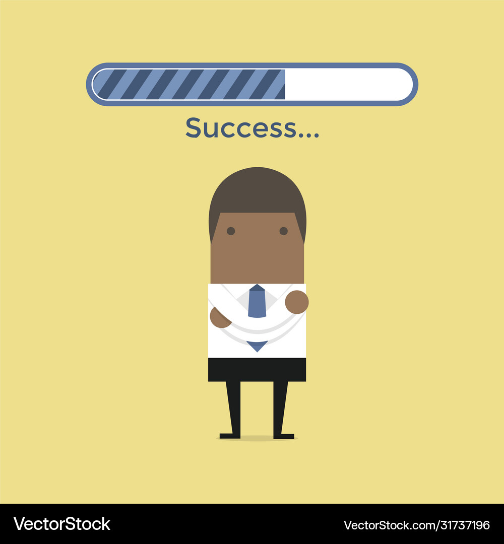 African businessman and success loading bar Vector Image