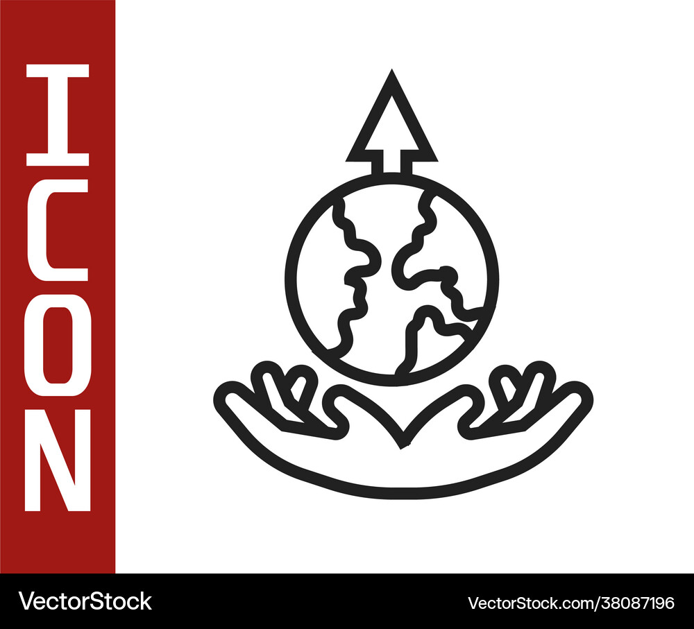 Black line world expansion icon isolated on white Vector Image