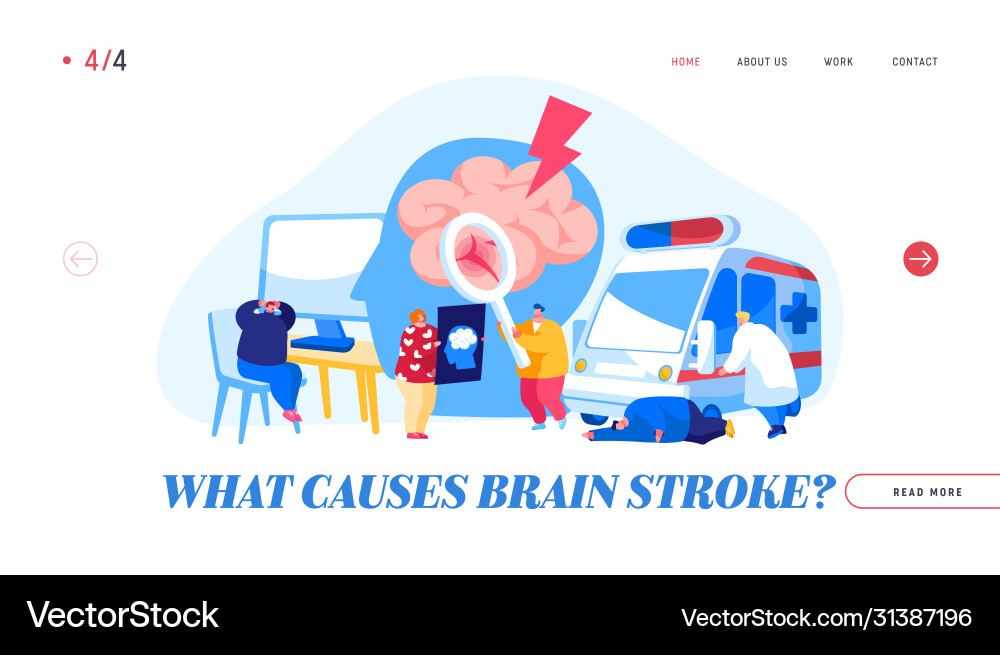Brain stroke apoplexy insult attack landing page Vector Image