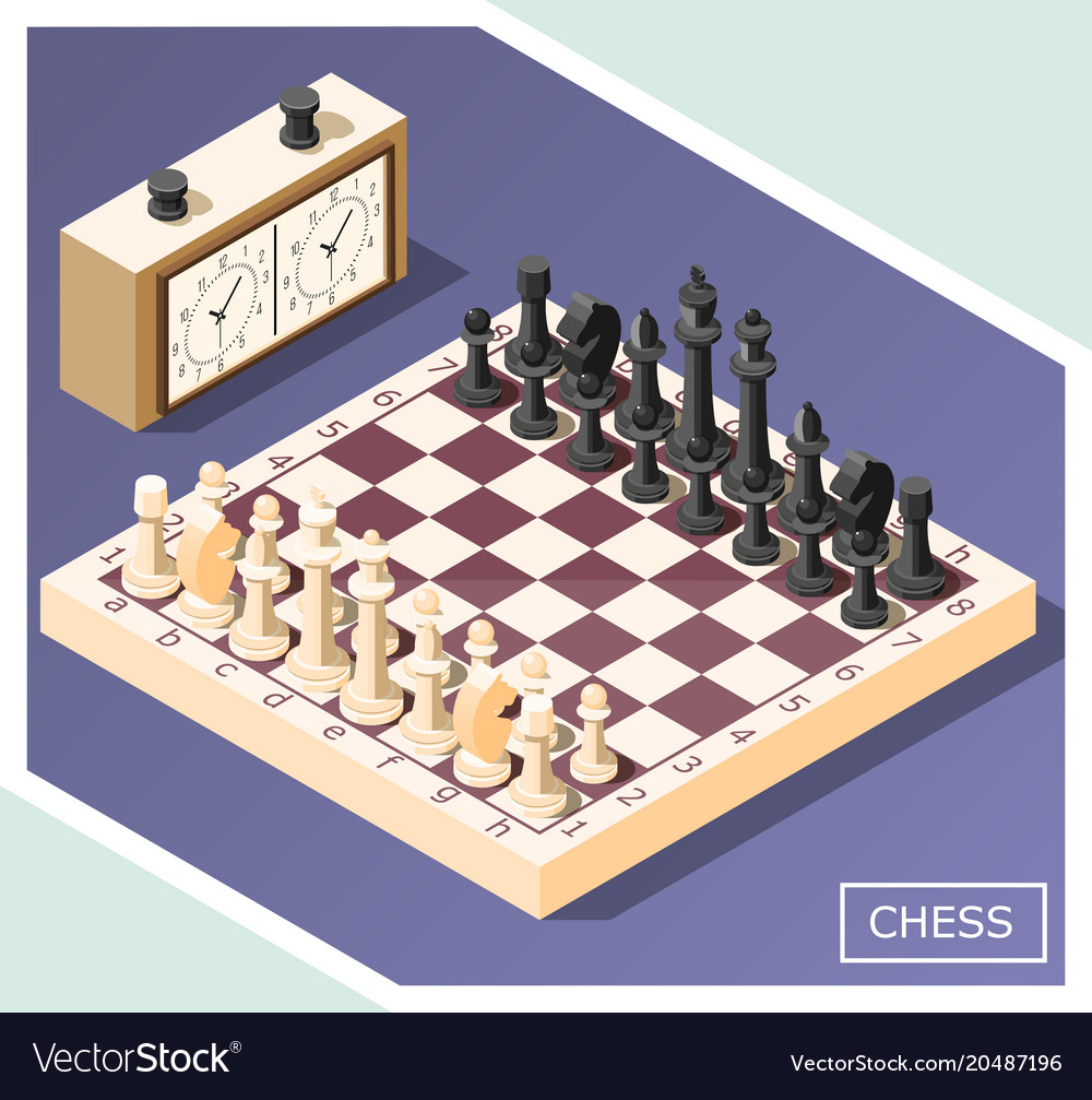 Chess isometric background Royalty Free Vector Image