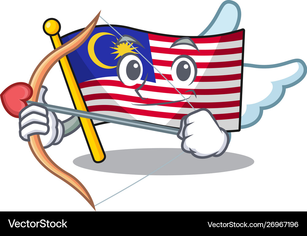 Cupid flag malaysia in cartoon shape Royalty Free Vector