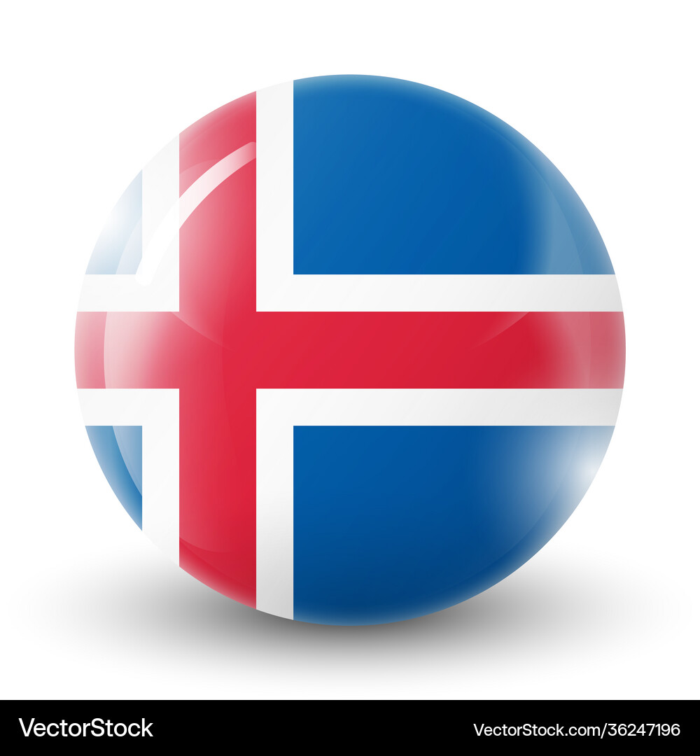 Glass light ball with flag iceland round Vector Image