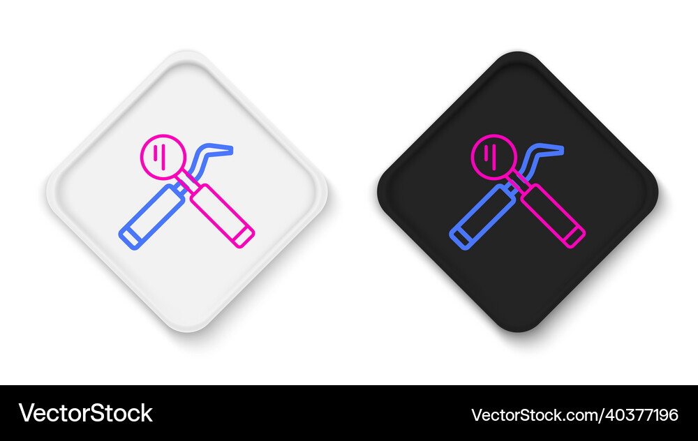 Line dental inspection mirror and probe icon Vector Image