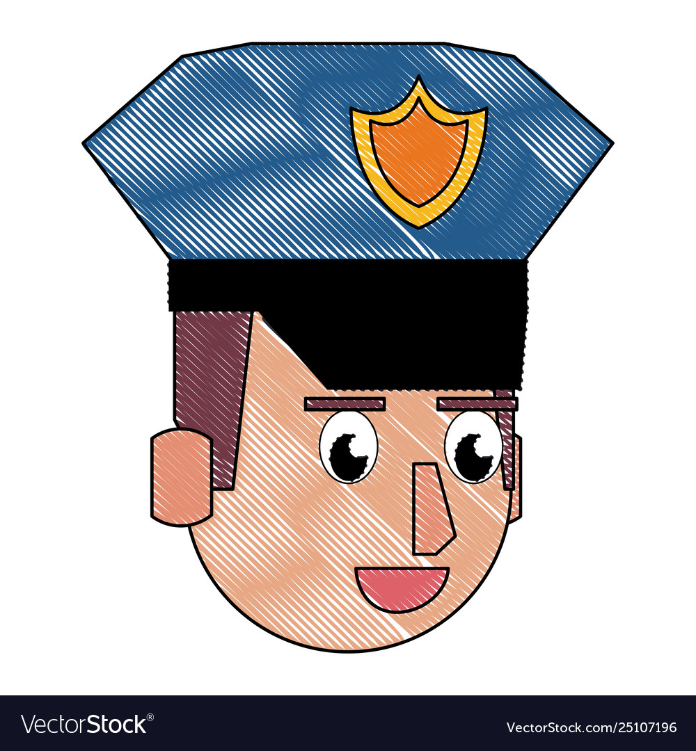 Police face cartoon scribble Royalty Free Vector Image Police face cartoon scribble Royalty Free Vector Image