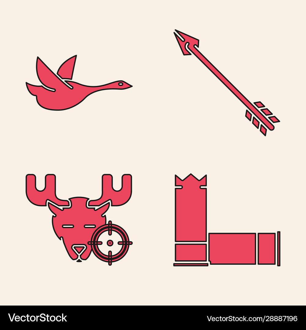 Set cartridges flying duck hipster arrow Vector Image