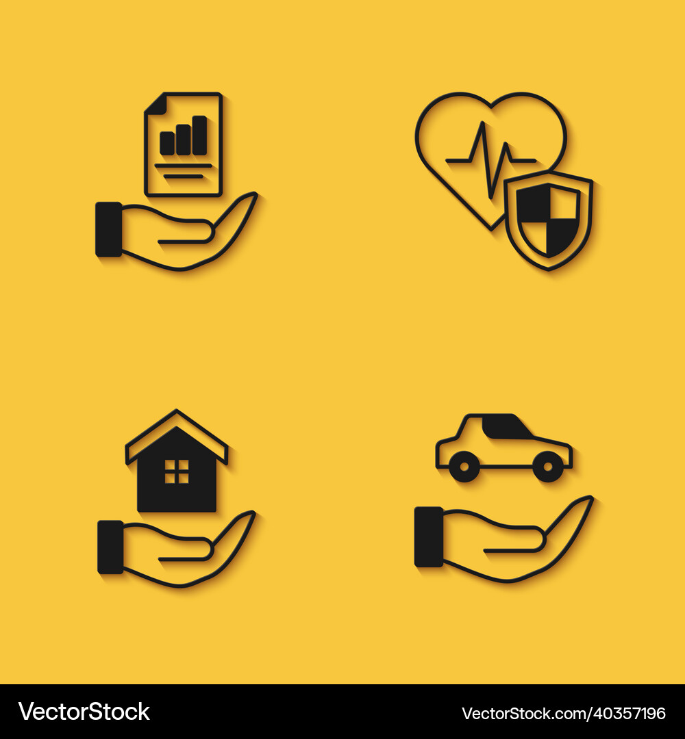Set contract in hand car insurance house Vector Image