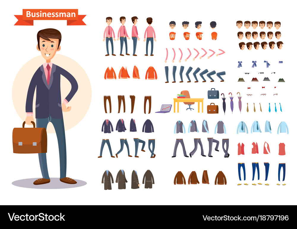Set of cartoon for creating Royalty Free Vector Image