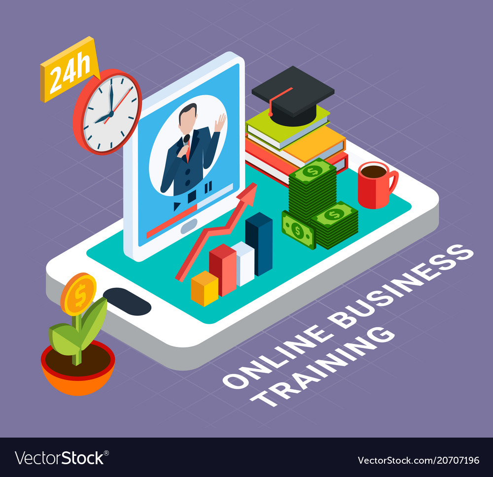 Webinar multicolored and isometric composition Vector Image