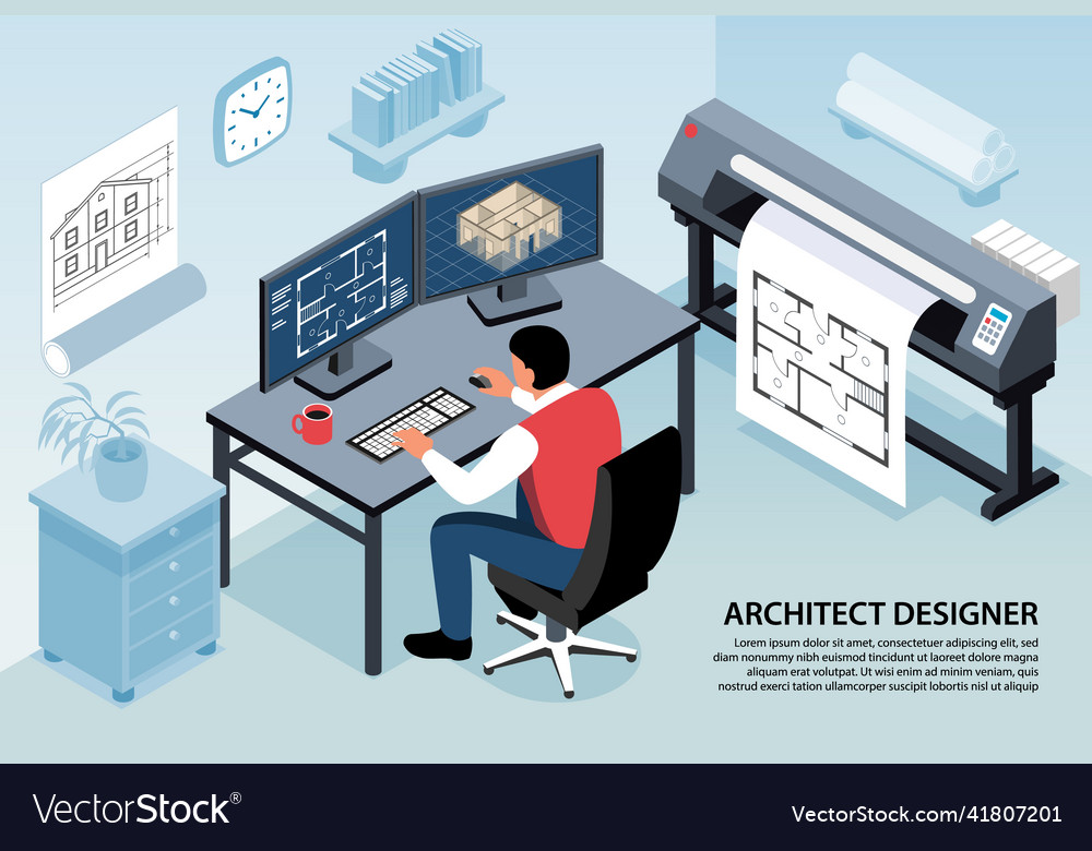 Architect designer horizontal Royalty Free Vector Image