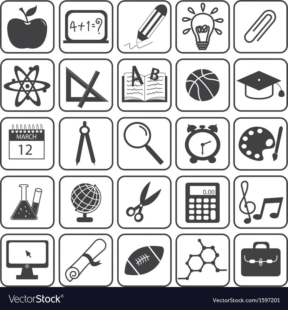 Basic Education Icons Set Royalty Free Vector Image