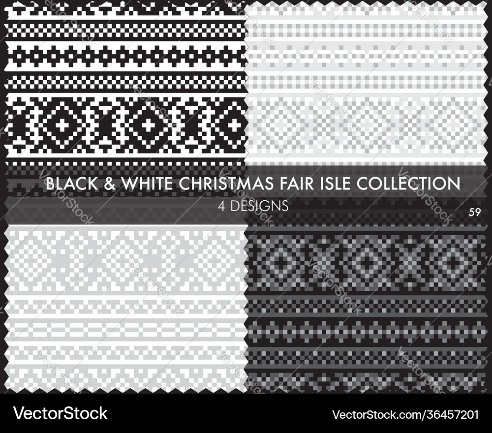 Black and white christmas fair isle seamless Vector Image