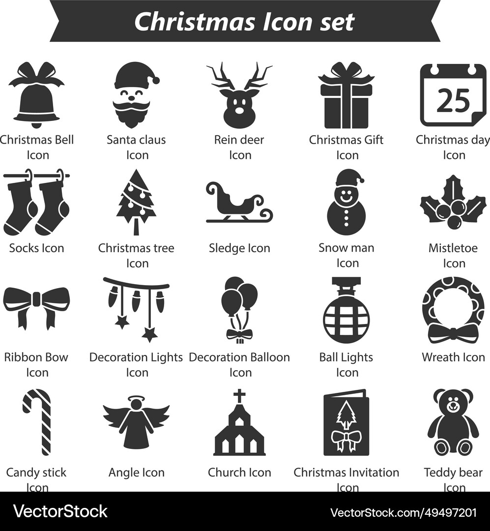 Christmas icon set Royalty Free Vector Image - VectorStock