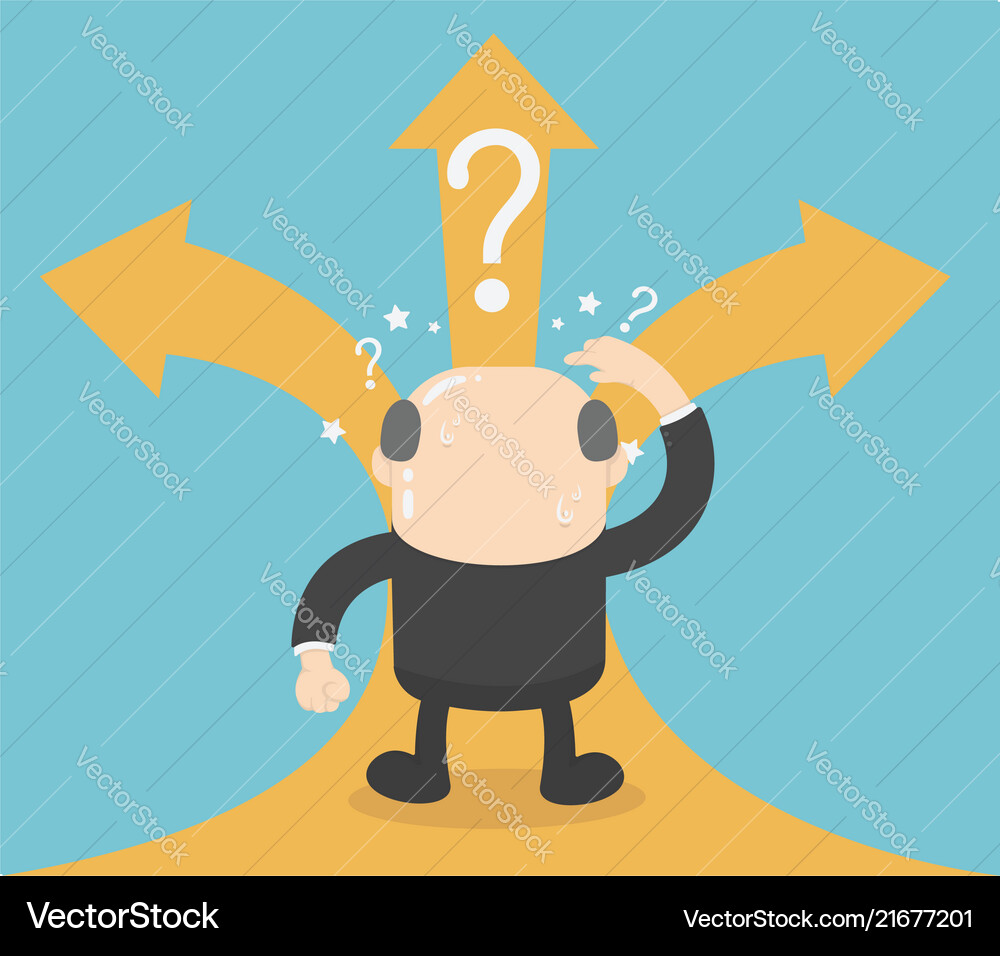 Concept a businessman confused in his split way Vector Image