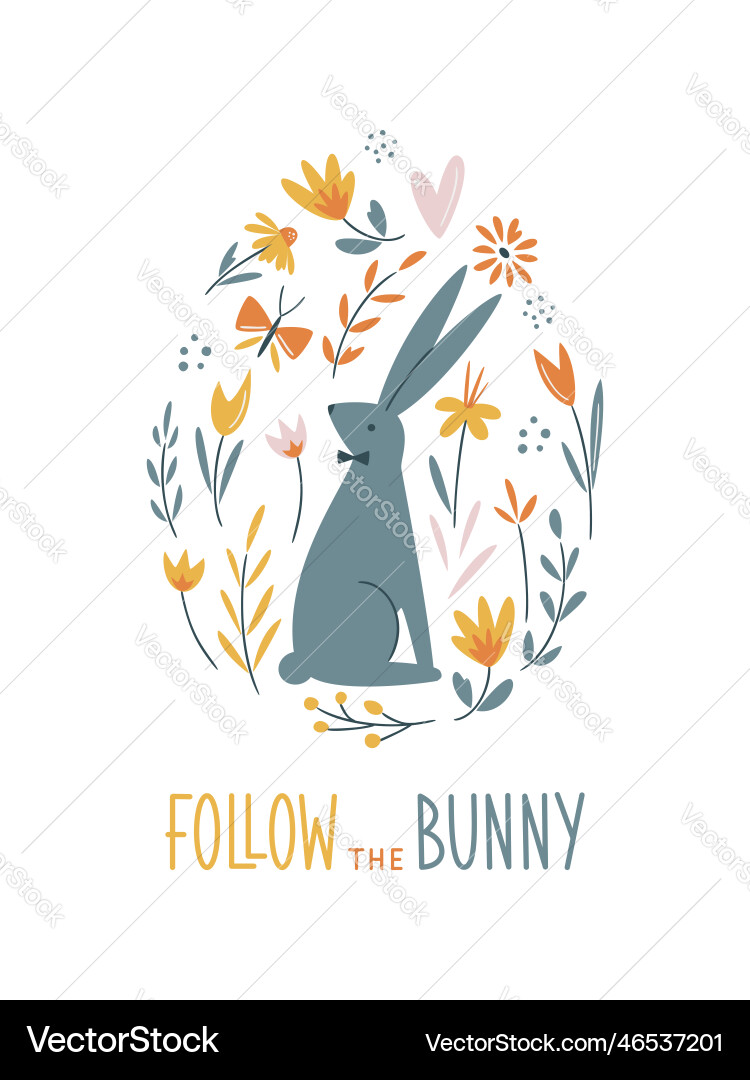 Happy easter card hand-drawn design of spring Vector Image