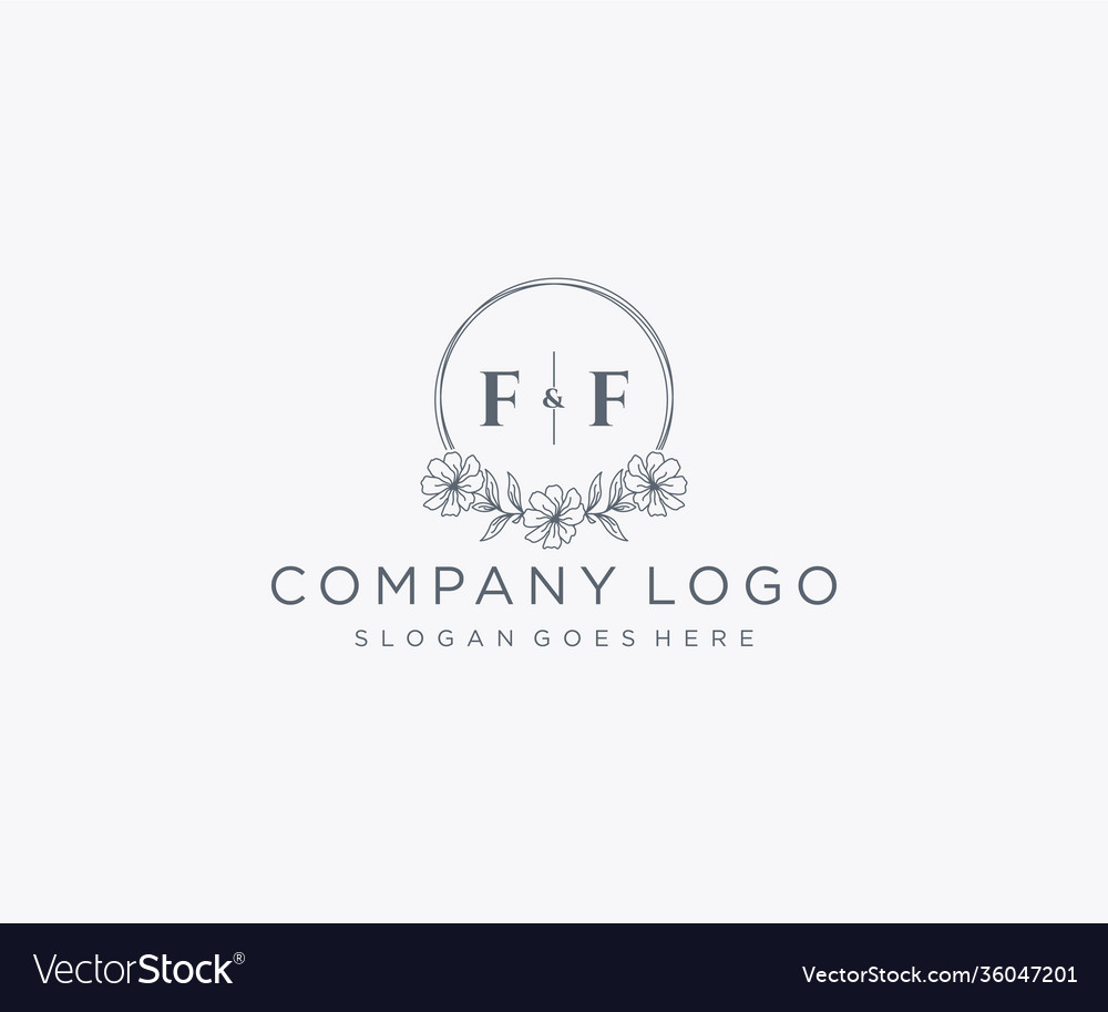 Initial ff letters floral frames unique Royalty Free Vector
