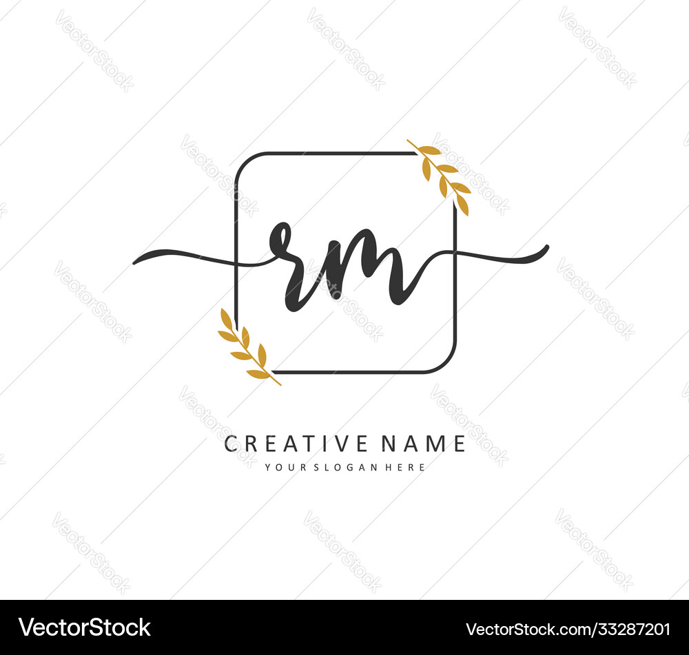 R m rm initial letter handwriting and signature Vector Image