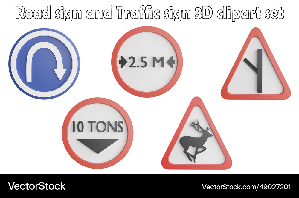Road sign and traffic clipart element Royalty Free Vector
