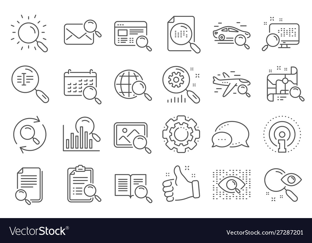 Search line icons set indexation artificial Vector Image