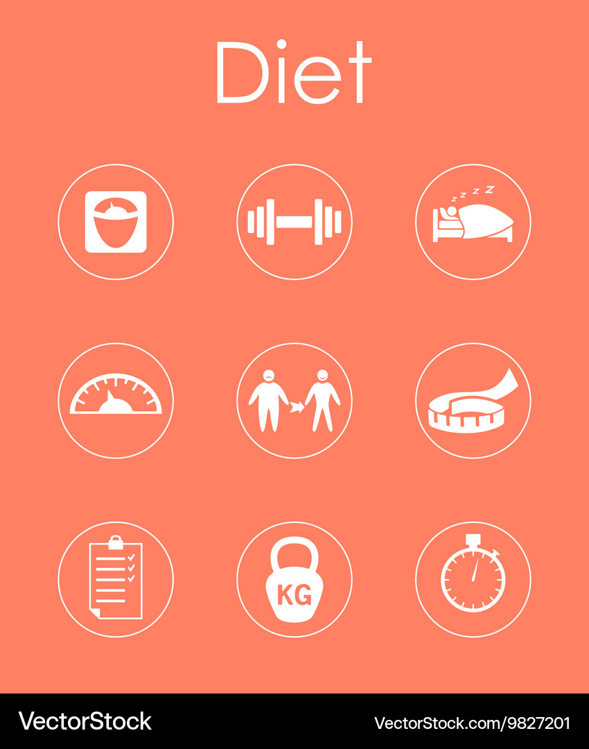 Set of diet simple icons Royalty Free Vector Image