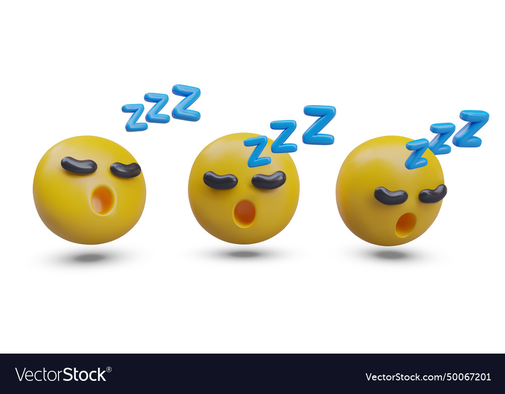 Set of realistic sleeping emoticons yellow head Vector Image