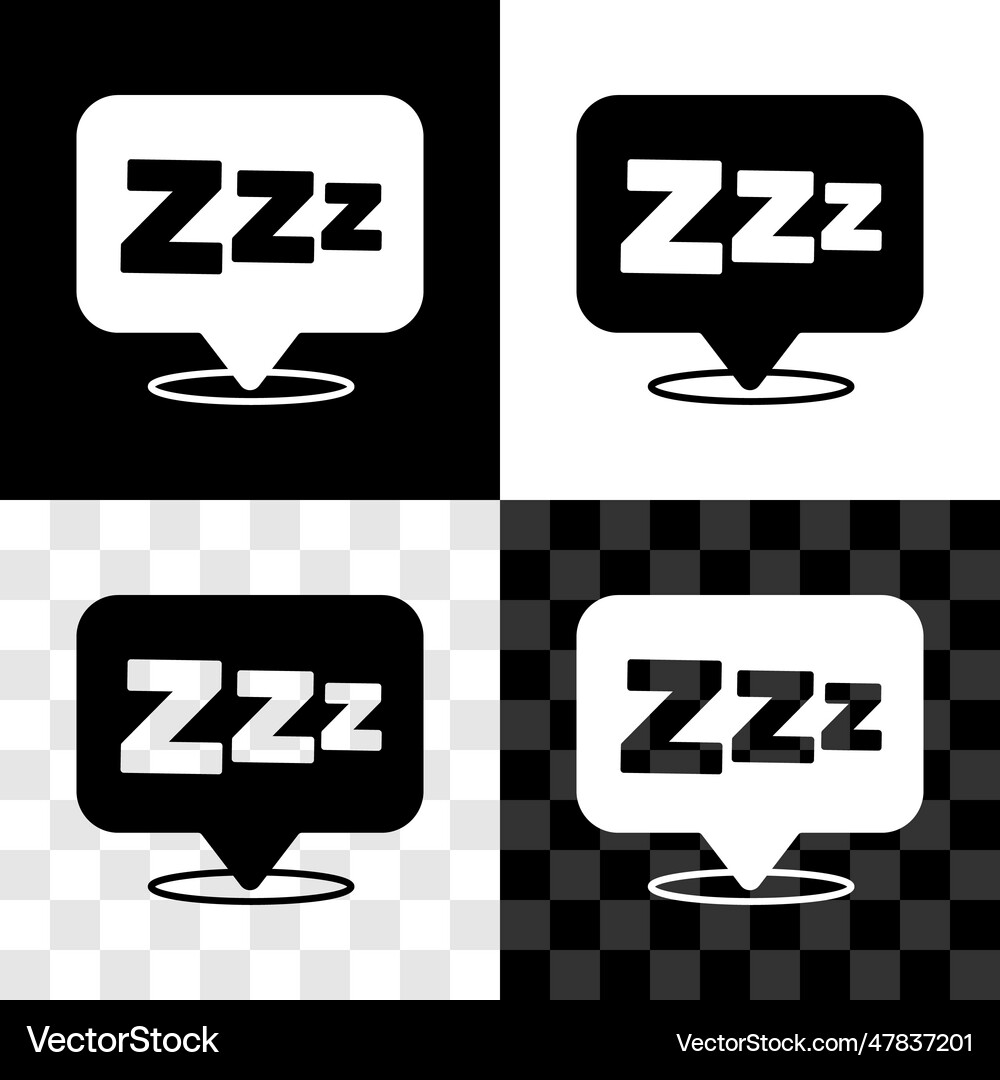 Set sleepy icon isolated on black and white Vector Image
