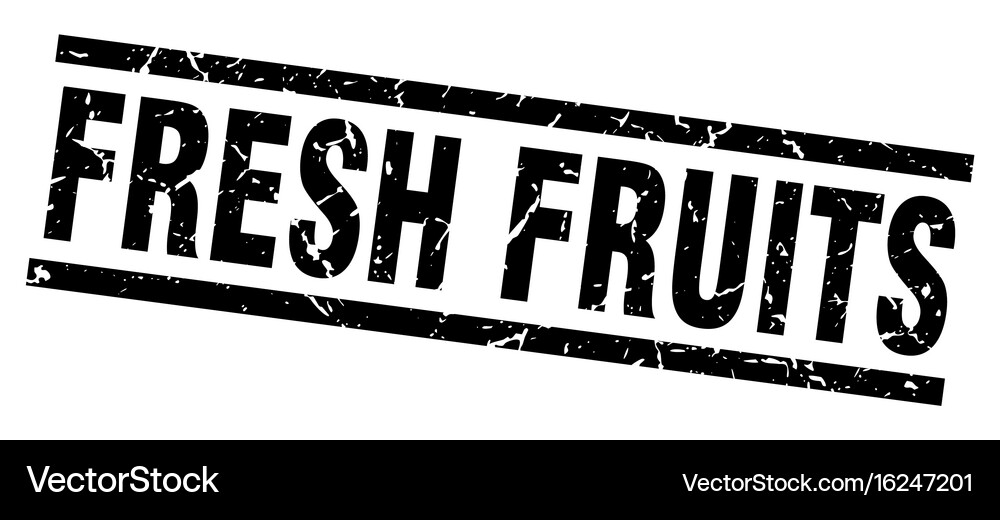 Square grunge black fresh fruits stamp Royalty Free Vector