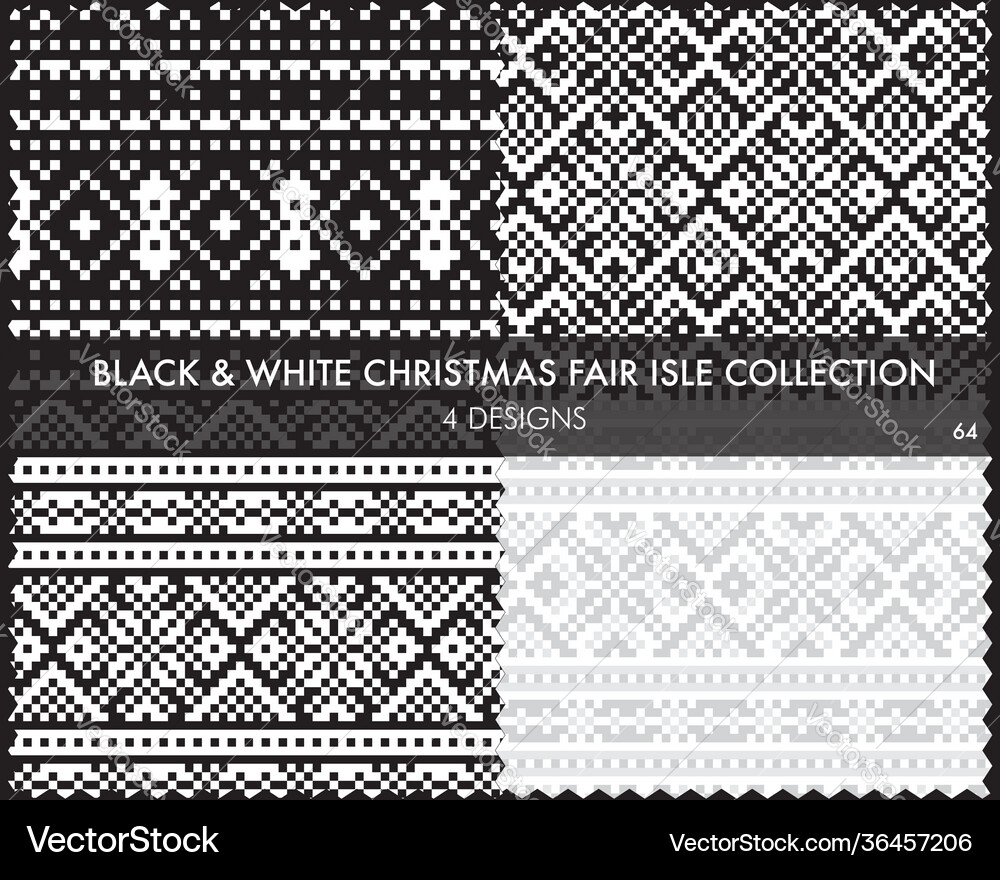 Black and white christmas fair isle seamless Vector Image