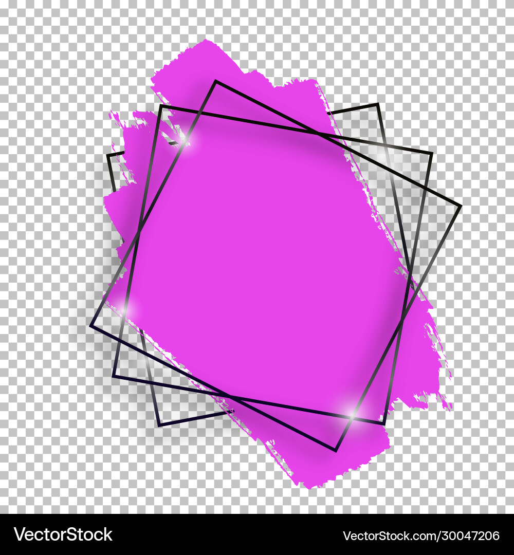 Black shiny vintage square frame with brush Vector Image