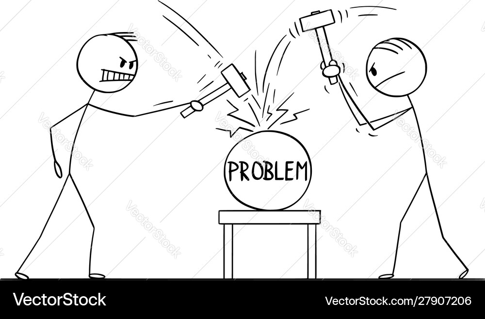 Cartoon two men workers or businessmen beating Vector Image