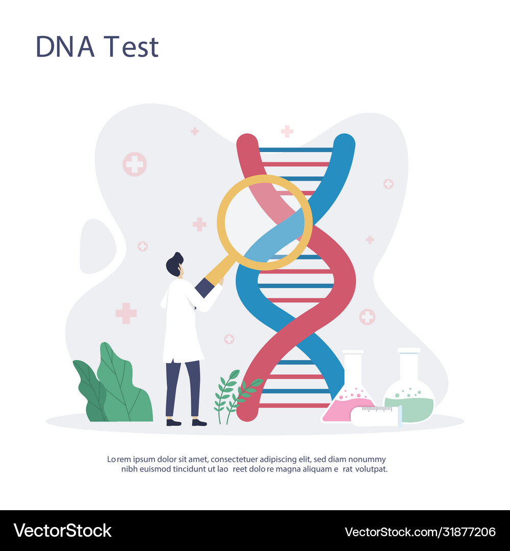 Dna test concept with doctor character in flat Vector Image