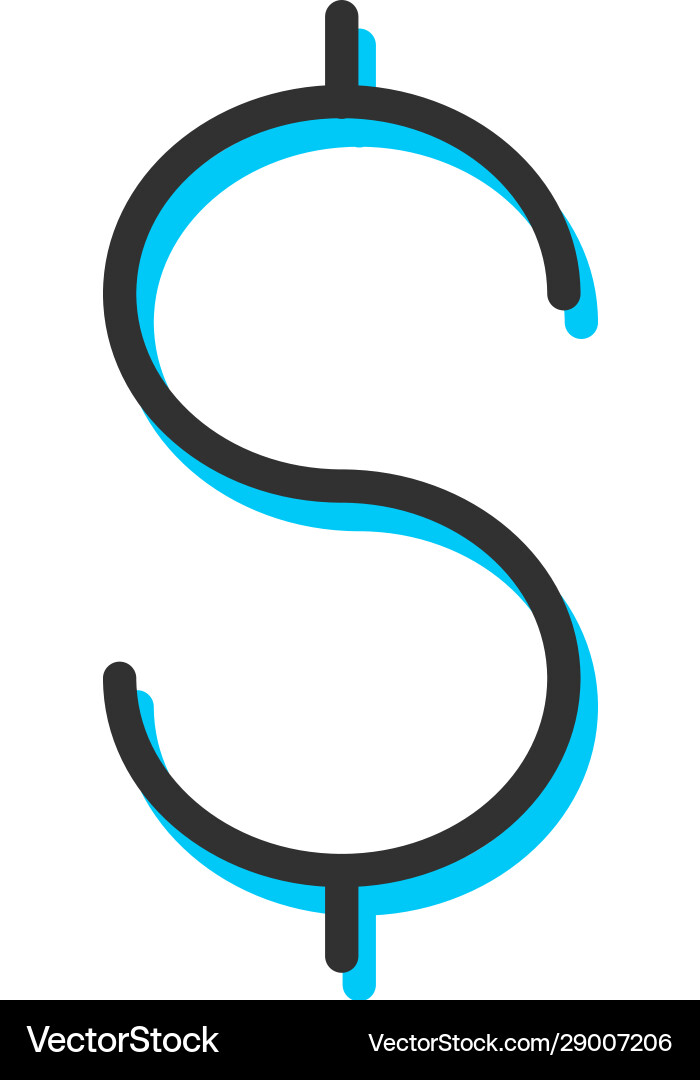 Dollar sign glitch currency icon isolated Vector Image