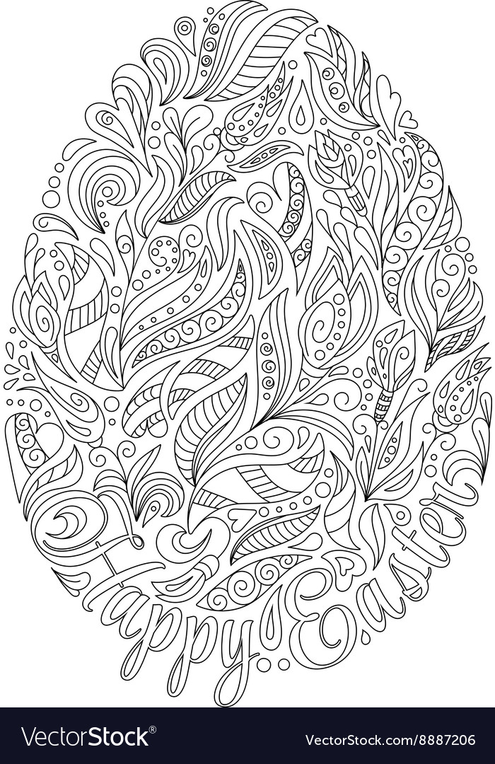 Easter egg with pattern in zentangle style Vector Image