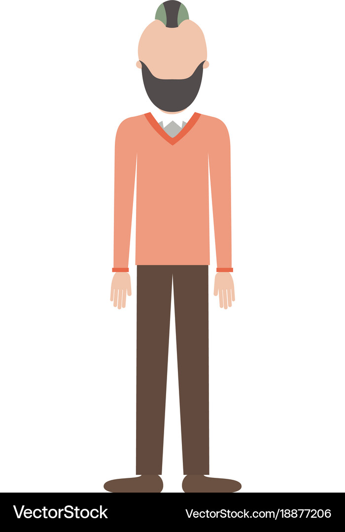 Faceless man full body with beard and sweater Vector Image