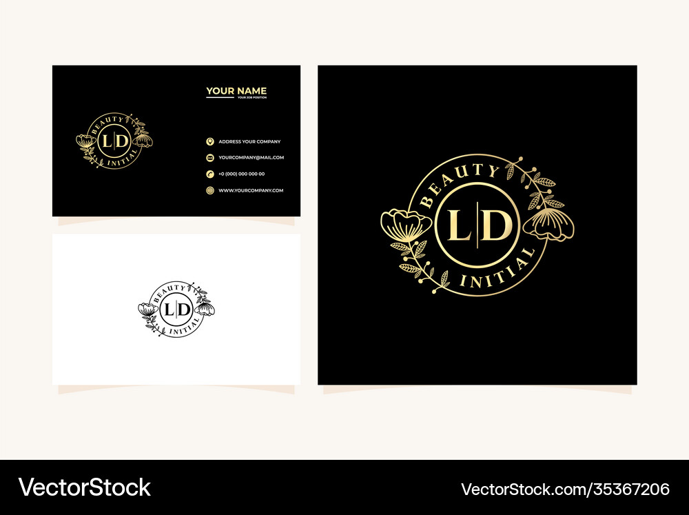 Initial ld letters hand drawn feminine and floral Vector Image