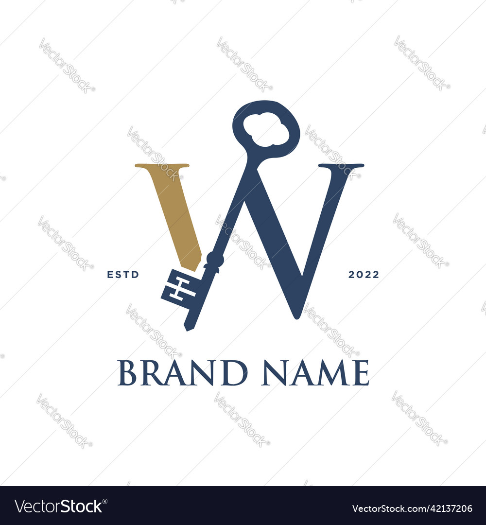Initial w elegant key Royalty Free Vector Image