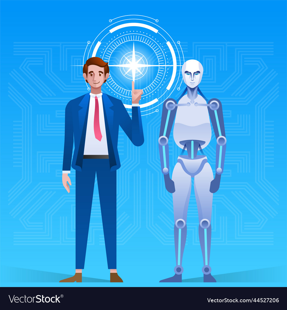Man creates robot Royalty Free Vector Image - VectorStock