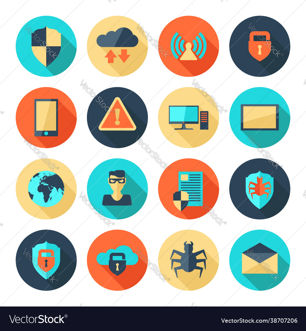 Network security icons Royalty Free Vector Image