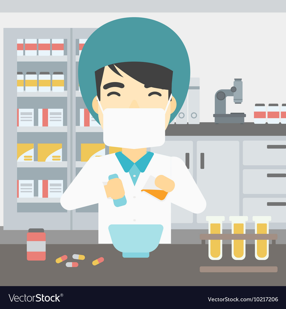 Pharmacist preparing medication Royalty Free Vector Image