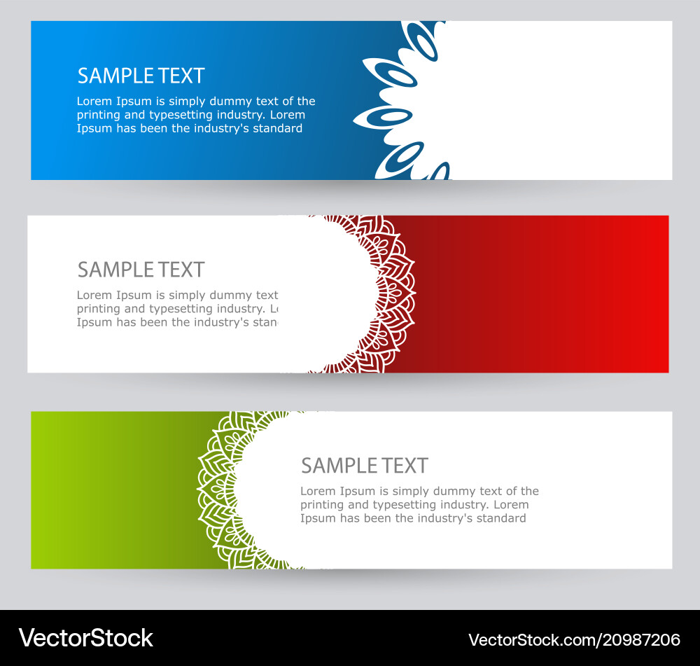 Set bright abstract banners red blue and green Vector Image