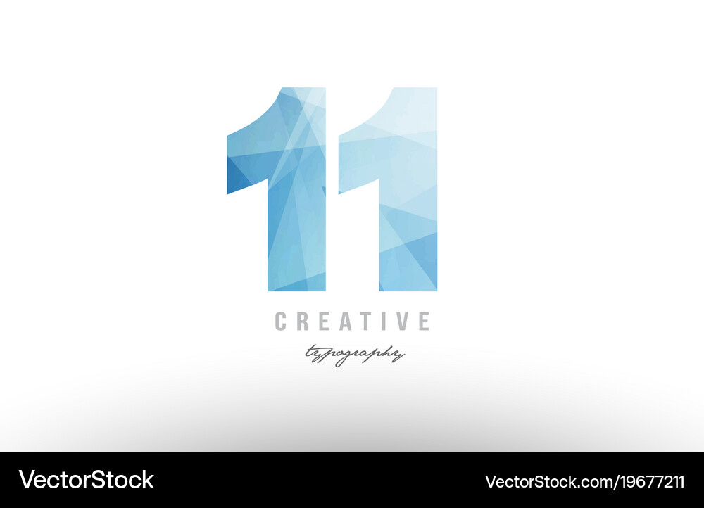 11 blue polygonal number logo icon design Vector Image