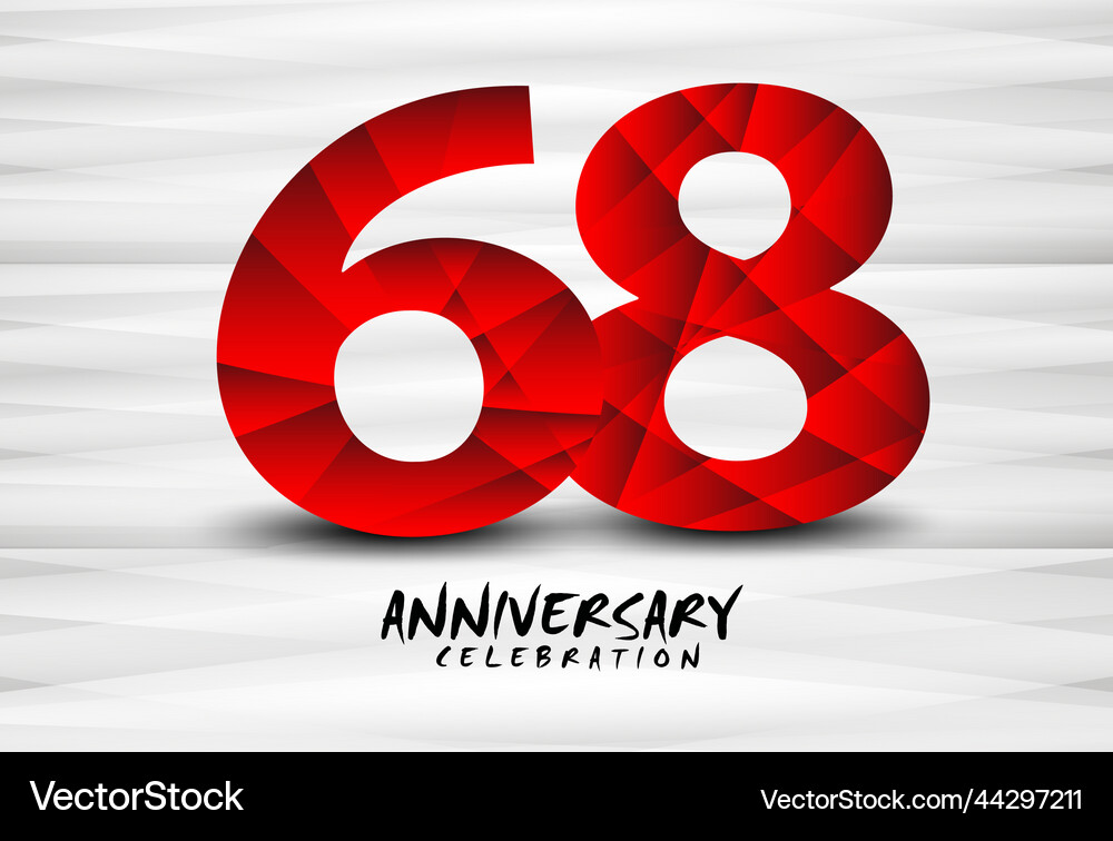 68 year anniversary celebration logo red polygon Vector Image
