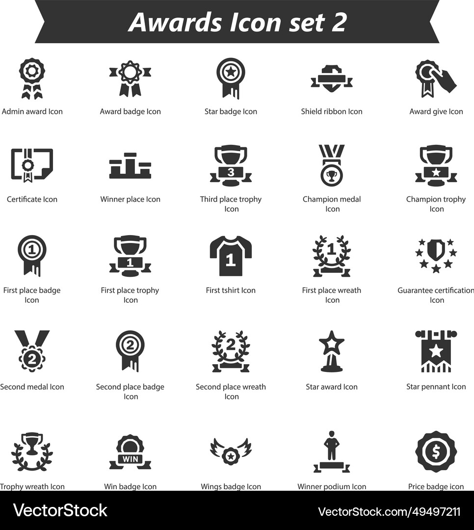 Awards icon set 2 Royalty Free Vector Image - VectorStock